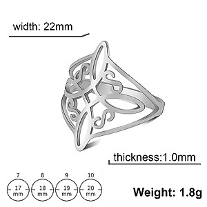 SIPURIS Witches Knot Ring Celtic Knot Ring Witchcraft Stainless Steel Geometric Witch Knot Ring Wiccan Finger Rings Wedding Band Stackable Ring Jewelry for Women Men (8, Sliver)