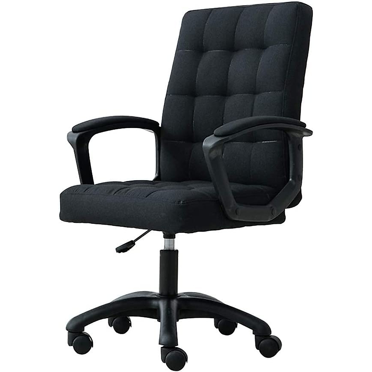 SHAWLA Chairs Mid-Back Flannel Adjustable Computer Office Desk Chair Lifting Study Chair (Color:Black)