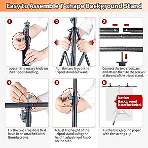 YAYOYA Portable T-Shape Backdrop Stand Kit 26 Inches Wide, Adjustable Small Desktop Photo Background Stand, Sturdy T Shape Support Stand Back Drop Holder with 2 Clip Clamps for Photography