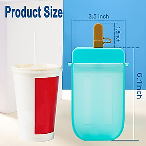 Cute Water Bottle with Straw, 300 ML Creative Ice Cream Popsicle Cups with Adjustable Shoulder Strap for School Girls Kids, Kawaii Flat Portable Leak proof Drinking Bottles for Camping Travel - Blue