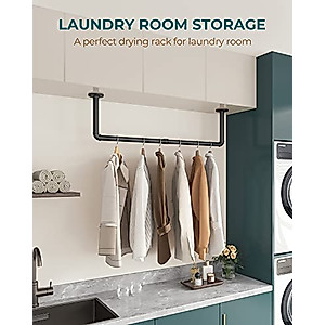 OROPY Industrial Pipe Clothes Rack Wall Mounted Set of 2, 38.4 inches Heavy Duty Iron Pipe Clothing Garment Rail, Multi-Purpose Clothing Hanging Rod for Laundry Room and Closet Storage