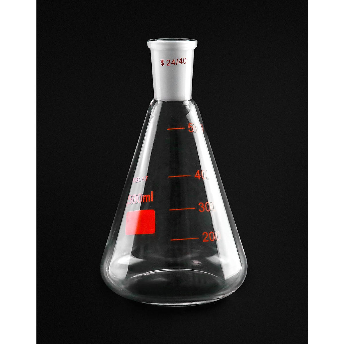 QWORK 500 mL Borosilicate Glass Erlenmeyer Flask, Thick Wall Flask with 24/40 Outer Joint