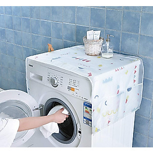 Kinteshun Fridge Dustproof Cover,Refrigerator Washing Machine Top Cover with Kitchenware Organizer Pockets