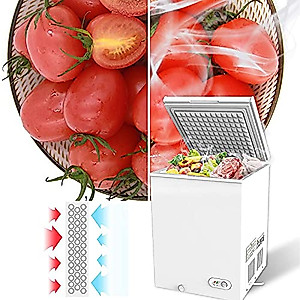 3.5 Cu Ft Compact Chest Freezer, with Removable Basket, Flip-up Lid, Adjustable thermostat, 7 Temperature Setting, for Apartment, Garage, Restaurant (White)