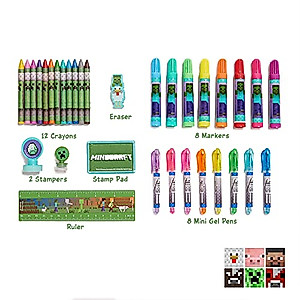 Innovative Designs Minecraft Kids Deluxe Activity Set with Carrying Tin, Coloring Sheets, Tattoos, Stickers, & Art Supplies