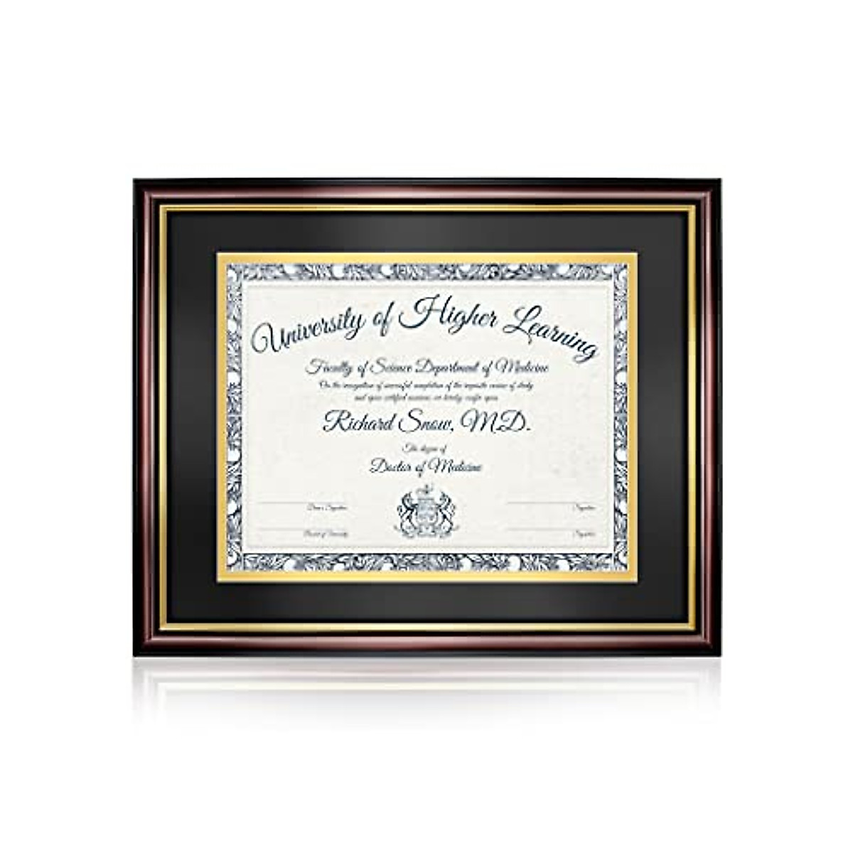 Annecy 11x14 Picture Frame Black, Diploma Frame for Wall or Desktop Decoration, 11x14 frame with mat for 8.5x11 Certificate, College Degree Frame with Tempered Glass and Velvet Back Panel（1 Pack）