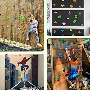 TOPNEW 32 Rock Climbing Holds Multi Size for Kids, Adult Rock Wall Holds Climbing Rock Wall Grips for Indoor and Outdoor Playground Play Set