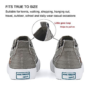 JENN ARDOR Women's Fashion Slip On Canvas Sneakers - Lightweight, Elastic, Comfortable Low Top Casual Tennis Walking Shoes for Women Grey no Laces 8.5