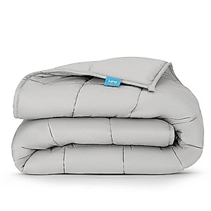 Luna [ Cotton Breathable Cool Weighted Blanket 100% Oeko-Tex Premium Quality | Calming & Cooling All Seasons Weighted Blankets for Adults [15lbs - Queen - 60" x 80"] [Light Grey]