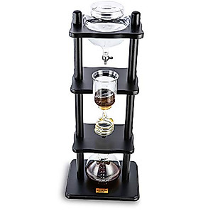 Yama Glass Cold Brew Maker I Ice Coffee Machine With Slow Drip Technology I Makes 6-8 cups (32oz), Large Capacity Cold Brew Coffee Tower, Black