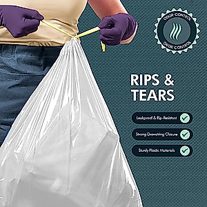 PAMI Tall 13-Gallon Kitchen Drawstring Trash Bags [90-Pack, White] - Extra-Strong Plastic Garbage Bags- Thick Trash Can Liners For Kitchen, Bathroom & Outdoor Bins- 2ft x2ft Unscented Trash Bags