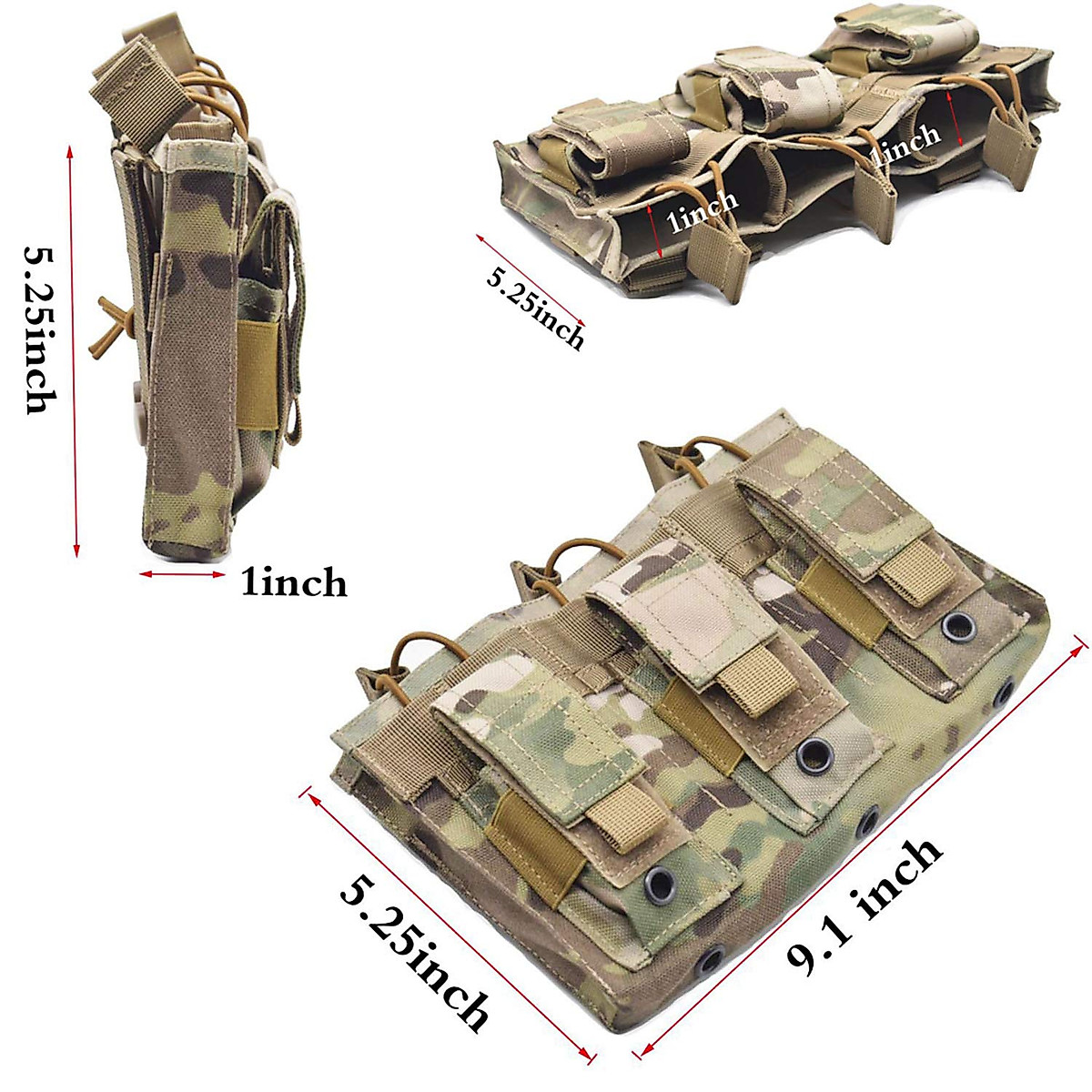 JFFCESTORE Upgraded Version Triple Mag Pouch Kangaroo Magazine Pouch Holds M4/M16 Mag (Triple Multicam)