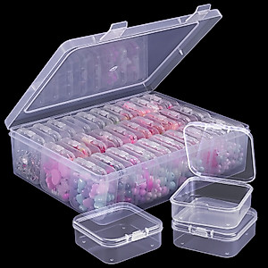 Udefineit Small Bead Organizer Boxes, 30PCS Mini Bead Storage Box & 1PCS Large Plastic Container, Small Bead Container Box with Flip Lid, Mini Bead Case Storage Organizer for Jewelry Making, Nail Arts