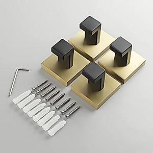 Alise Towel Hooks Single Robe Clothes Hook for Bathroom Toilet Shower Bathtub Bedroom Kitchen Wall Mount,SUS304 Stainless Steel Gold and Black Finish Pack of 4