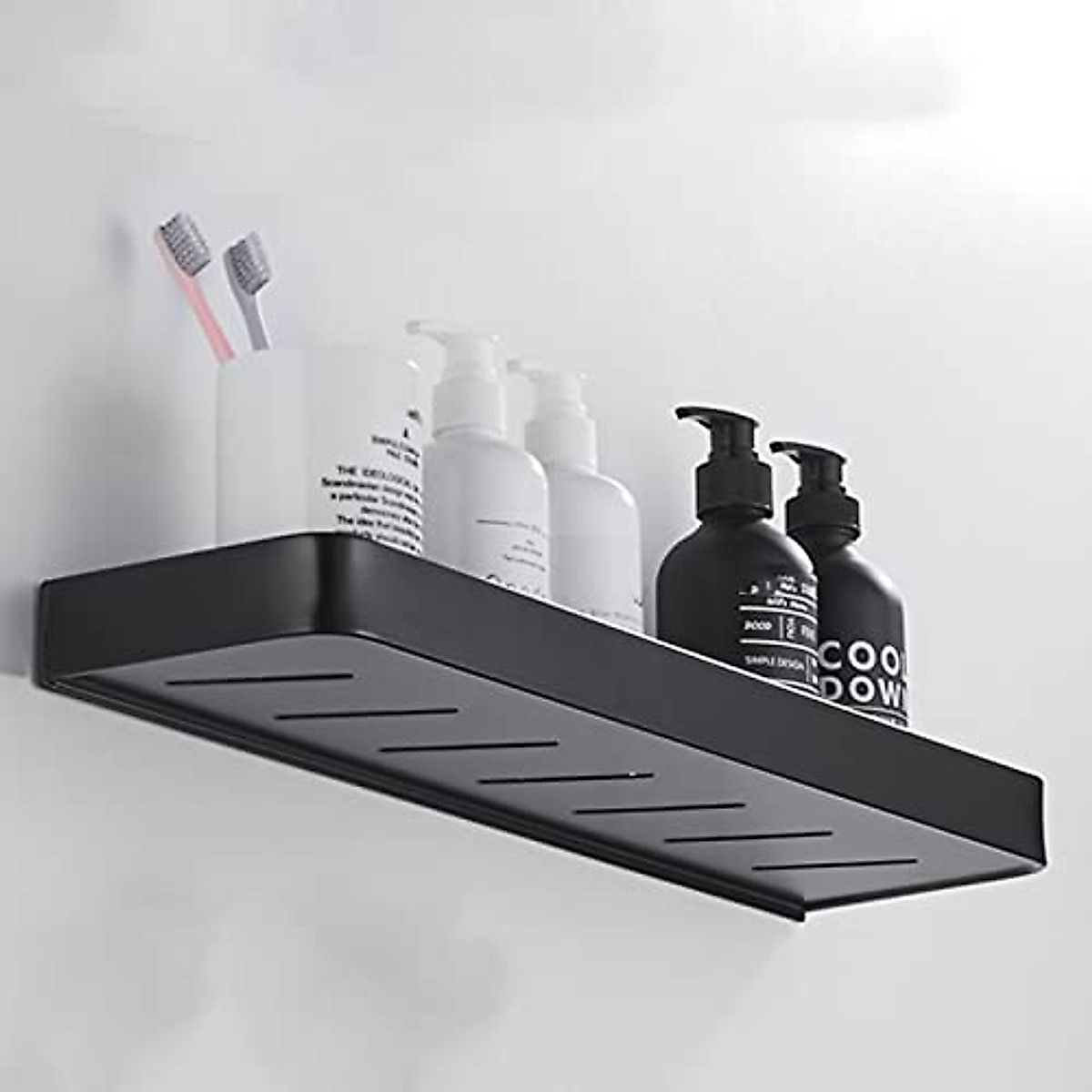 NOVOCE Shower Caddie Black Shower Organizer No Drilling Shampoo Holder for Shower Adhesive Wall Mounted Space Aluminum For Bathroom Toilet,A60cm ( Size : A60cm )