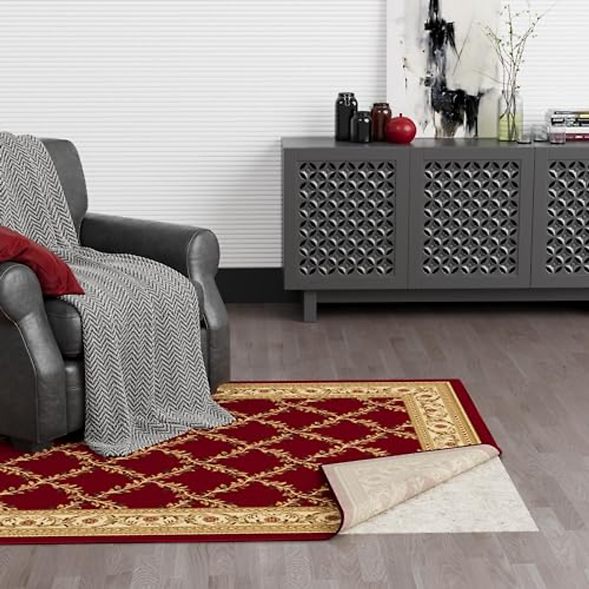 Ottomanson Non Slip Rug Pad Grip 3X10 1/8 Thick, Protection for Any Flooring Surface, Keep your Runner Rug and Area Rugs in place, 2'6'' x 9'11", Beige