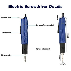 WALFRONT Electric Screwdriver Adjustable Torque 1/4" Handheld Straight Shank Practical Repair Kit 900RPM Fit Screw 2-6mm(US Plug 110V)