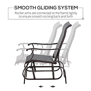 Outsunny Outdoor Glider Chair, Gliders for Outside Patio with Steel Frame and Mesh Fabric for Backyard, Garden, and Porch, Gray