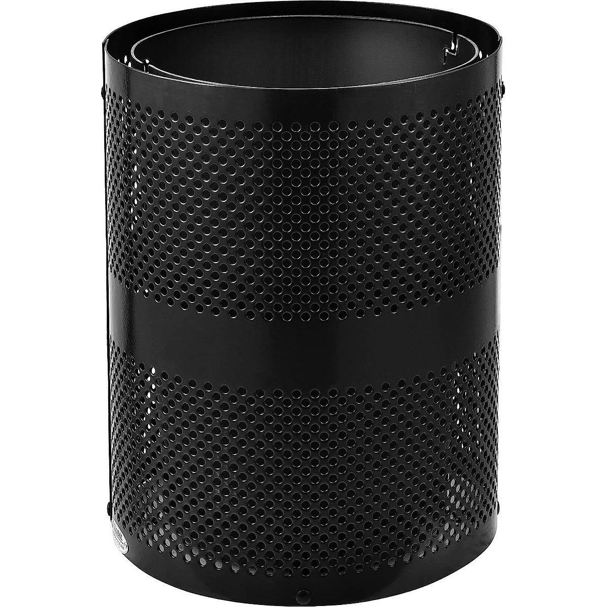 Global Industrial 36 Gallon Thermoplastic Coated Perforated Receptacle w/Dome Lid, Black
