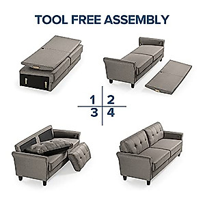 ZINUS Sayan Loveseat with USB Ports, Tool-Free, Easy Assembly, Sand Grey
