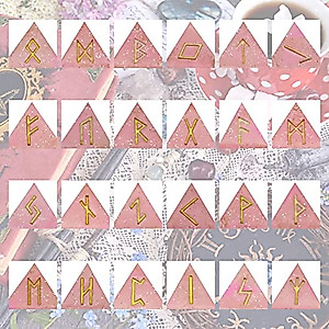 knana Angel Wings Set - Pink Viking Rune Dice with Starry Sky Pendulum Board - Fake Ice Cubes Acrylic Crushed Stones for Coffee Table Home Decorations - Pink - 6PCS