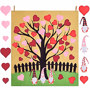 FunLittleToys Valentine's Day Decorations Set DIY Felt Tree for Kids, Felt Board with 48pcs Detachable Colorful Ornaments, Wall Room Decor Valentines Gifts Crafts Toys for Kids Toddles