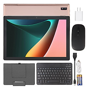 Haofy 10.1 Inch Tablet, 2.4G 5G Dual Card Slot 100-240V Tablet Mouse Keyboard Set for Entertainment (US Plug)