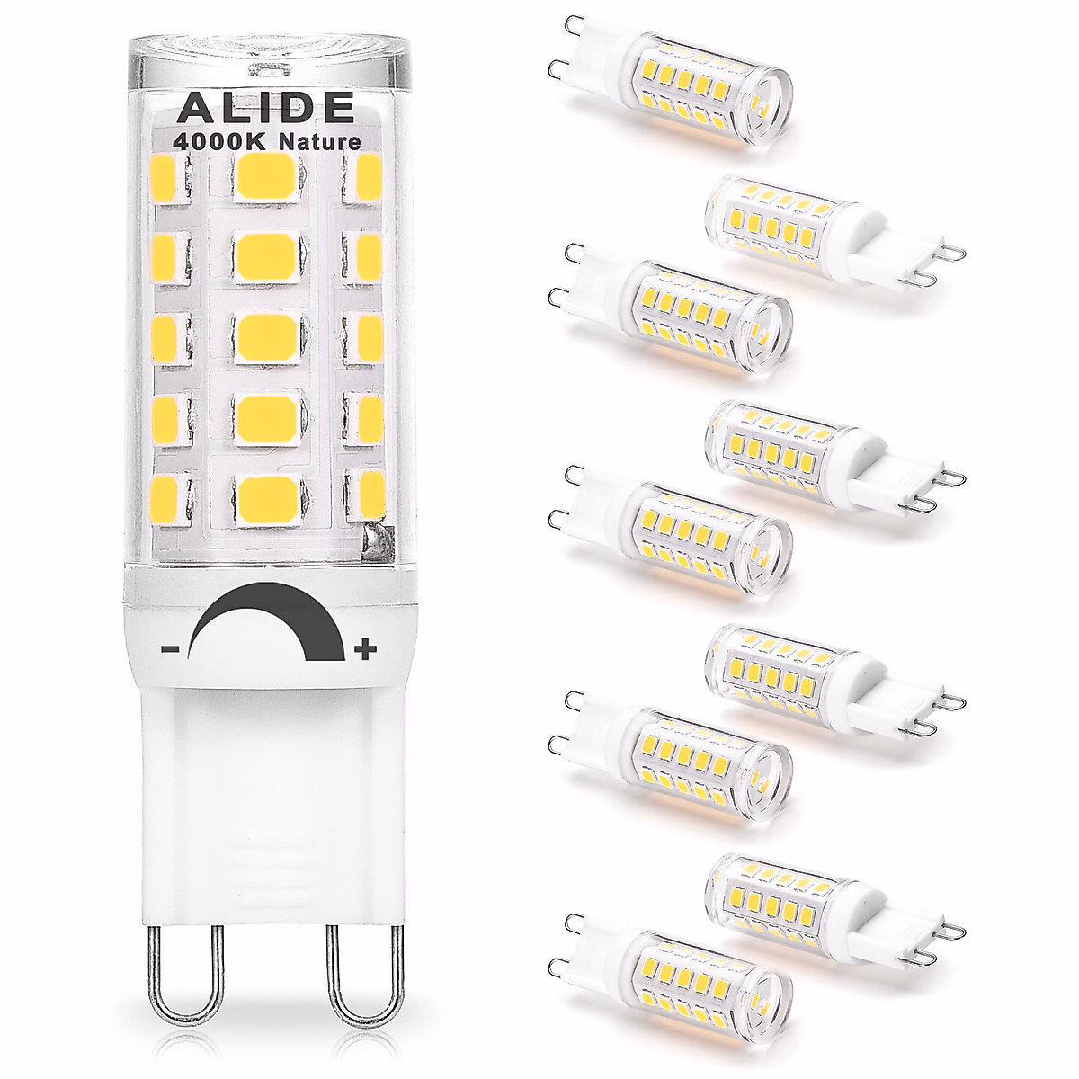 ALIDE G9 Led Bulbs Dimmable 3W Replace 20W 25W 30W Halogen Equivalent,4000K Natural White, AC120V T4 Clear G9 Bi-pin Led Bulbs for Chandelier Pendant Wall Home Lighting,300LM,360Deg,10Pack