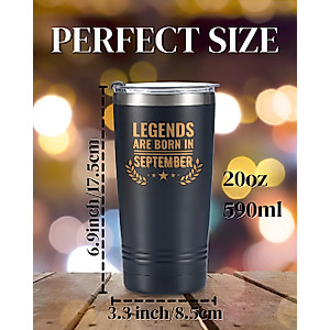 Onebttl Happy Birthday Tumbler For Men, Funny Birthday Gifts For Him, Boyfriend, Son, Husband, Dad, Son, Uncle–20 oz Stainless Steel Coffee Cup With Lid, Legends are Born in September