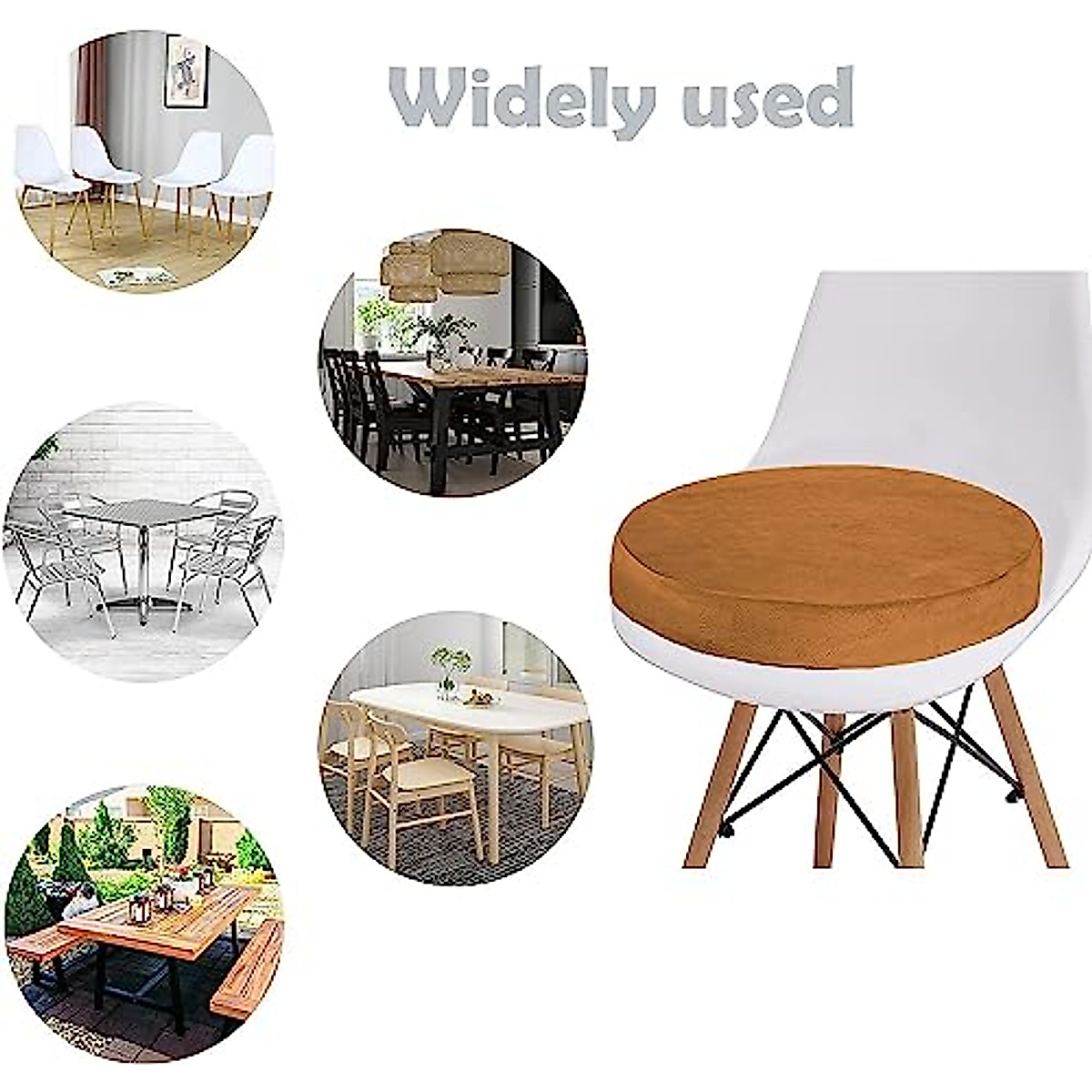 Big Hippo Chair Cushions Round Memory Foam Seat Cushion Non Slip Rubber Back Thicken Seat Cushion Soft Chair Pads for Home Office Brown (16" X 16")