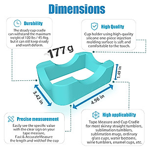 Cup Cradle for Crafting Supplies with Felt Edge Squeegee and Tape Measure Silicone Cup Cradle Built-in Slot for Applying Vinyl Decals Anti-Skidding Supports Tumbler Cradle for Epoxy