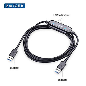 Cable Matters USB 3.0 Data Transfer Cable PC to PC for Windows and Mac Computer in 6.6 ft - PClinq5 and Bravura Easy Computer Sync, Key Included - Compatible with PCMover for Windows System Migration