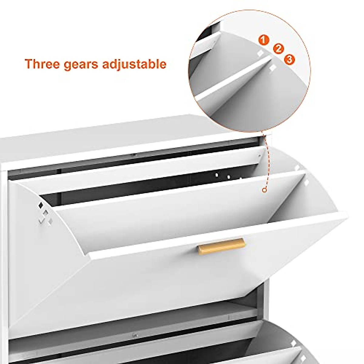 Rophefx Shoe Cabinet for Entryway with Adjustable Shelves in Alloy Steel, Modern Tumbler Shoe Cabinet for Entrance Hallway Bedroom, White