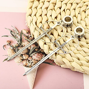 TIANCI FBYJS 3 Pairs Stainless Steel Dangle Ear Plugs Tunnels Gauges Stretcher Piercings 2g-0g-00g Earrings for Women Men (8mm=0g)