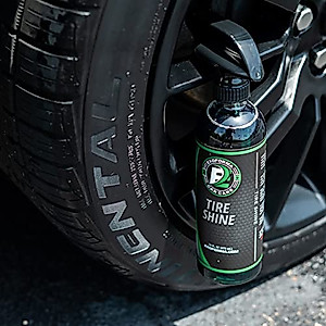 ExoForma Tire Shine - Solvent Based Durable Tire Dressing, Easy to Apply & Lasts Weeks On Tires, Leaves Behind a Matte & Satin Deep Black Look