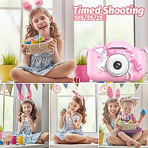 Mgaolo Kids Camera Toys for 3-12 Years Old Boys Girls Children,Portable Child Digital Video Camera with Silicone Cover, Christmas Birthday Gifts for Toddler Age 3 4 5 6 7 8 9 (Pink)