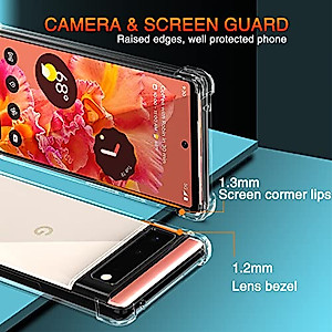 Ferilinso Designed for Google Pixel 6 5G Case, Shockproof Protective Phone Case Slim Cover, Military Grade Protection, 10X Anti-Yellowing,Clear