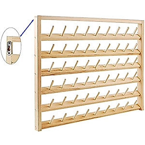 NW Wooden Thread Holder Sewing and Embroidery Thread Rack and Organizer Thread Rack for Sewing with Hanging Hooks for Wall(54-Spools)