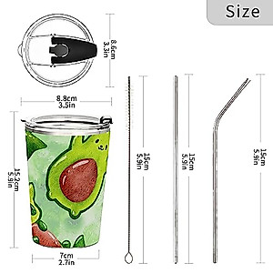 Kigai Stainless Steel Water Bottles Tumbler with Lids & Straws Vacuum Insulated Leak Proof Travel coffee Mug BPA FREE Smoothie Cup 12 OZ, Avocado Animals56954