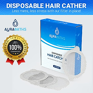 Disposable Shower Drain Hair Catcher - 30 Pack - Flat Mesh Hair Trapper - Waterproof Bathroom Sink Hair Trap Drain Cover