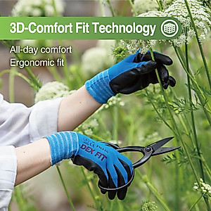 DEX FIT Premium Nylon Work Gloves FN320 - Firm Nitrile Grip, 3D-Comfort Stretchy Fit, Thin & Lightweight, Protective & Durable, Breathable, Machine Washable; Navy 7 (S) 1 Pair