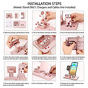 BENTOBEN 3-in-1 Charging Stand, Universal Charging Dock Station Compatible for Airpods Pro 2/1 Apple Watch Series 6/5/4/3/2 iPhone 13 12 11 SE2 XSMax XR 8 7 6S Plus Android Smartphone iPad, Rose Gold