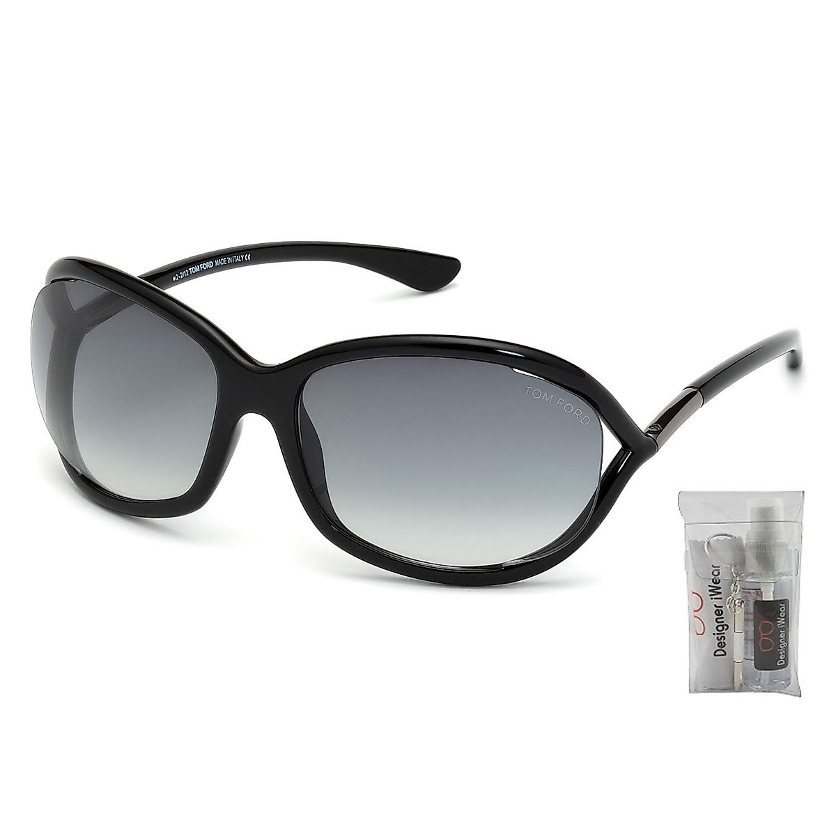 Tom Ford FT0008 Jennifer 48H 61MM Transparent Dark Brown/Polarized Brown Geometric Square Sunglasses for Women + BUNDLE with Designer iWear Eyewear Kit