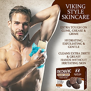 Men’s Natural Mechanic Soap for Hands & Body, 4oz Scented Pumice Soap Bar for Him – Extra Gritty Tough on Gunk & Greasy Grime – Quality Soap Handcrafted in the USA