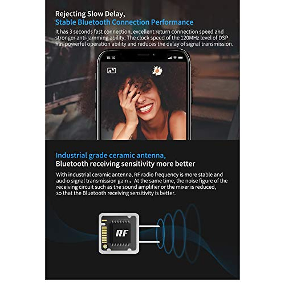 KZ HD Bluetooth V5.0 Headphone/Earphone Wireless Cable with Microphone Replacement for (C PIN (KZ-ZSN/ZSNpro/AS16/ZS10pro))