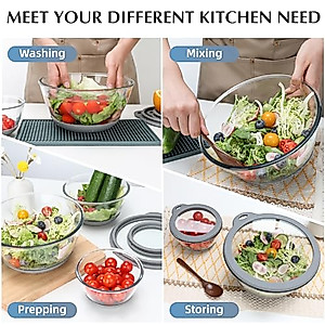 MR. CHOU Glass Food Storage Containers Set - 6-Piece Leak-Proof Bento Box with No-Slip Base - Stackable Meal Prep Containers - Ideal for Lunch, Leftovers, and Pantry Organization (0.5QT, 1.1QT, 2.2QT)