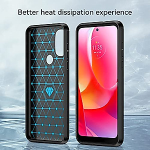 GSDCB Case for Motorola Moto G Power 2022 Case with Tempered Glass Screen Protector, Carbon Fiber Brushed Texture Soft Flexible TPU Slim Fit Shockproof Phone Cover for Women Men Girls Boys (Black)