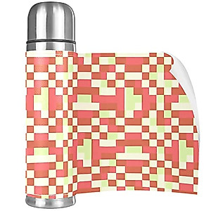 Stainless Steel Leather Vacuum Insulated Mug Abstract Thermos Water Bottle for Hot and Cold Drinks Kids Adults 16 Oz
