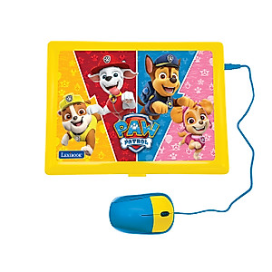 LEXiBOOK - Paw Patrol - Bilingual and Educational Laptop English/Spanish - Toy for Children, 170 Activities to Learn, Play Games and Music, Large Screen - JC599PAi2, Blue / Yellow