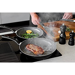 MasterClass Can-to-Pan Ceramic Eco Non-Stick Frying Pan Set, Made from 70% Recycled Aluminium, 20 cm / 28 cm 2-Piece Set,Black